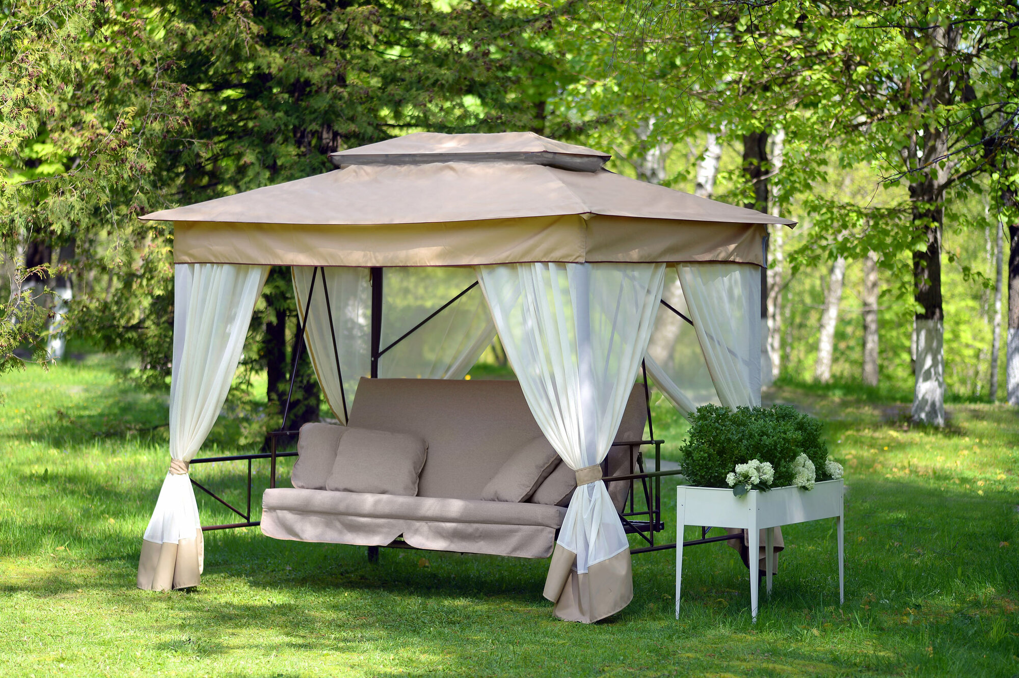 Садовые качели 272.2х202.5х238 см, OLSA Качели шатер с1457 / нагрузка до 280 кг./ Основание 240х170