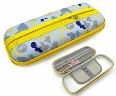 Пенал 1 отд. CN-44 "Уточки" 23*10*4см текстиль/пластик, с 1 створкой, светло-голубой камуфляж, в упаковке ПВХ