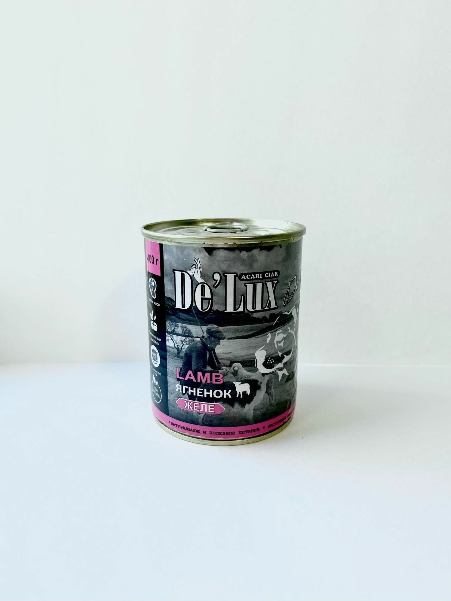 Консервы мясные - влажный корм для собак Acari Ciar De Lux HUMAN GRADE Ягнёнок ломтики в желе 400 г