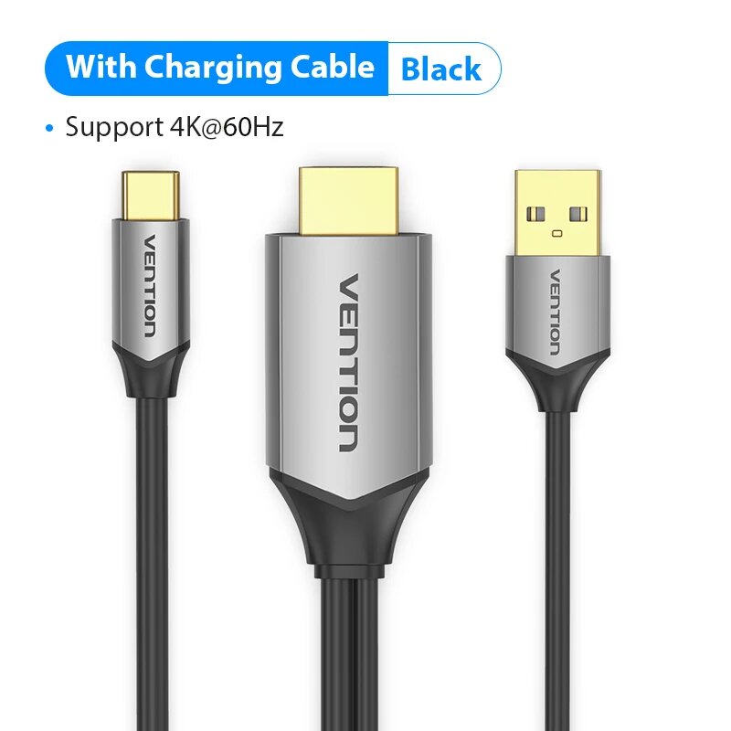 Vention USB C HDMI кабель 4K для MacBook With Charging Cable, 1 м