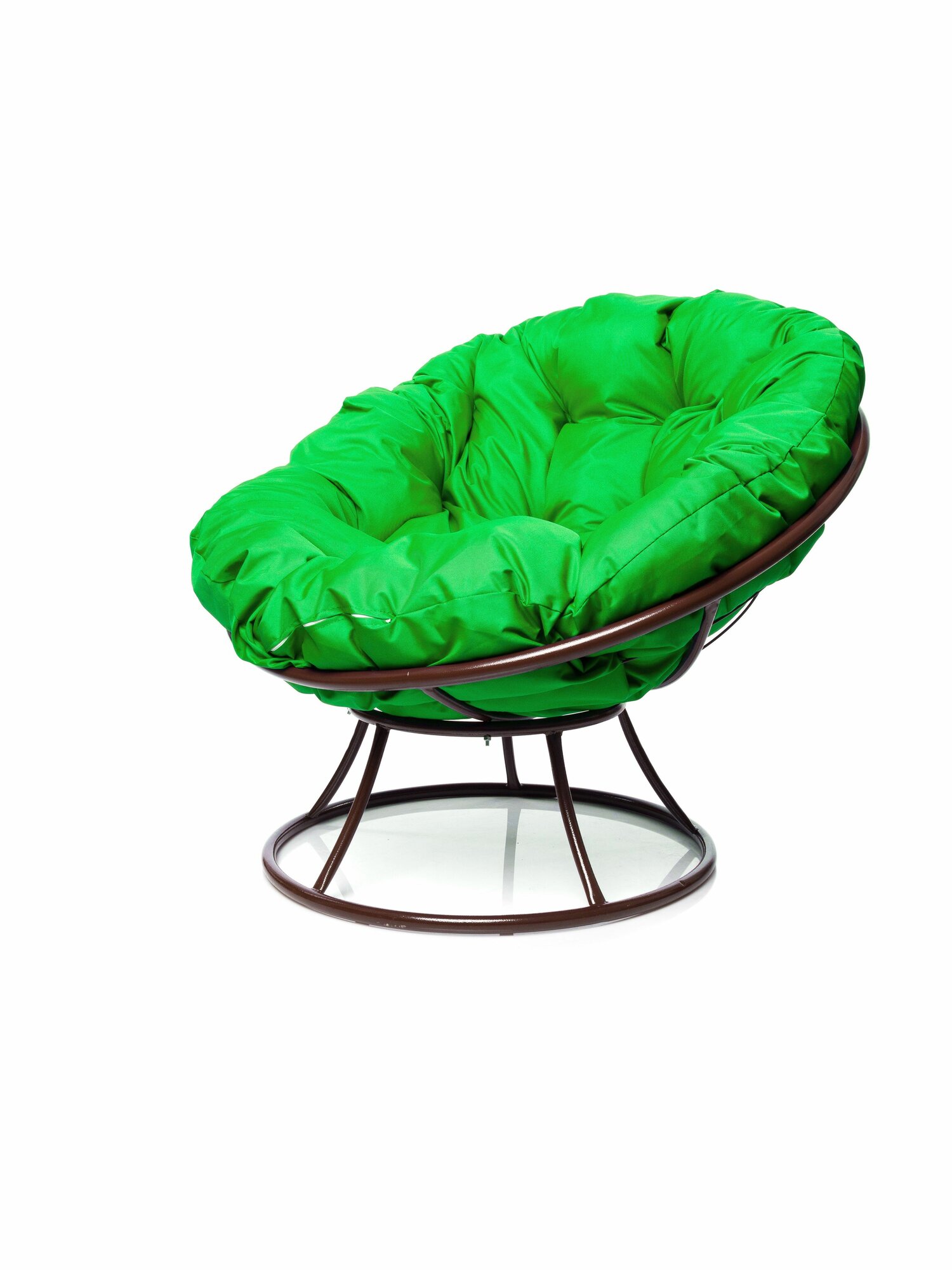 Кресло папасан без ротанга коричневое, зелёная