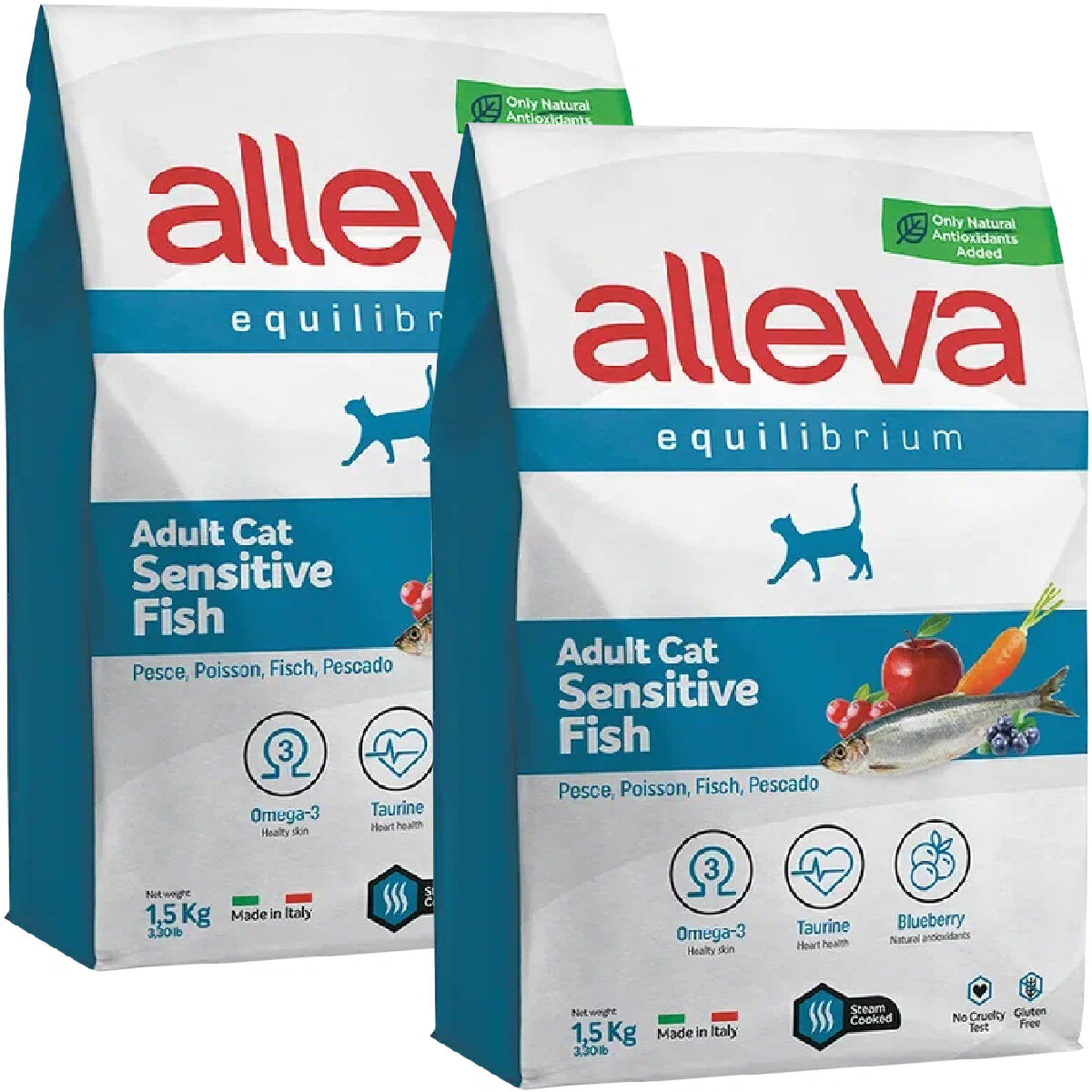 ALLEVA EQUILIBRIUM ADULT CAT SENSITIVE FISH для взрослых кошек с чувствительным пищеварением с рыбой (1,5 + 1,5 кг)