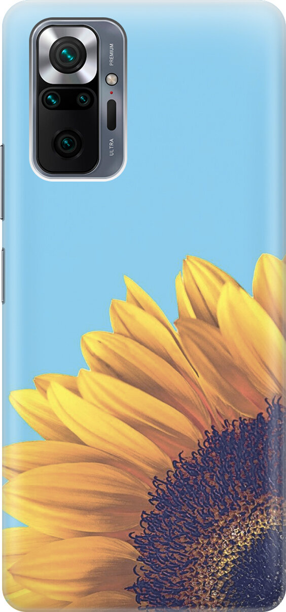 Силиконовый чехол Подсолнух на голубом на Xiaomi Redmi Note 10 Pro / Сяоми Редми Ноут 10 Про