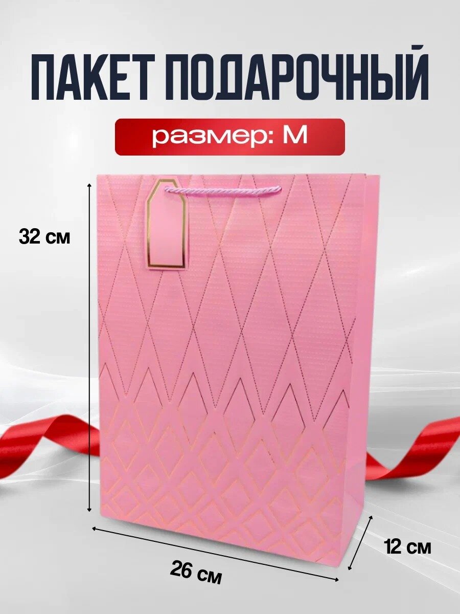Пакет Подарочный 1 шт М 26 см х 32 см х 12см
