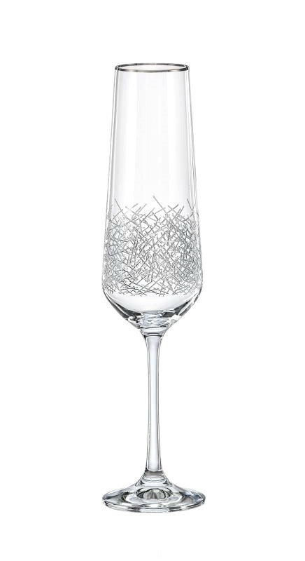 Бокал для шампанского 200 мл 1 шт Crystalex CZ s.r.o. "Сандра /QH039 /Иней /платина" / 361570