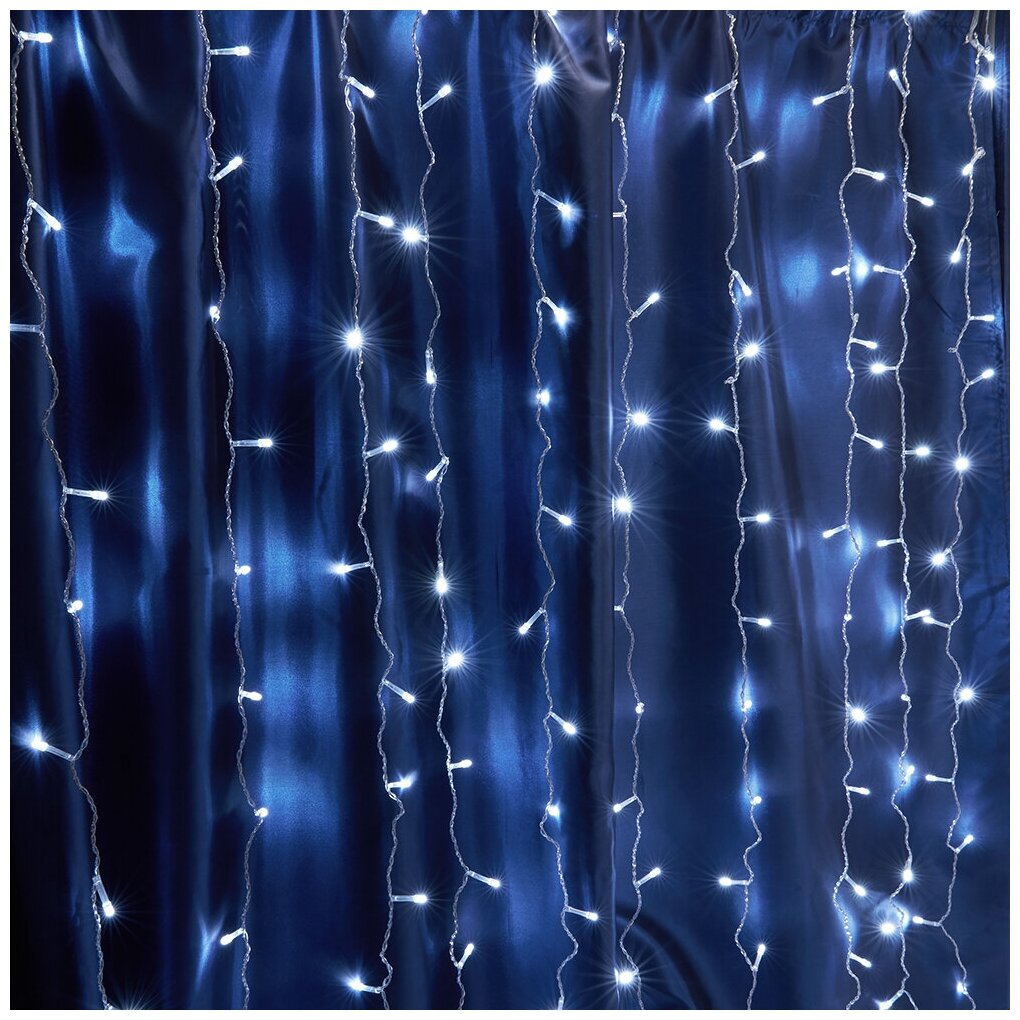 Светодиодная гирлянда Feron CL19 занавес 2*1,5м + 3м 5000К статичная, c питанием от сети 230V, прозрачный шнур 32329