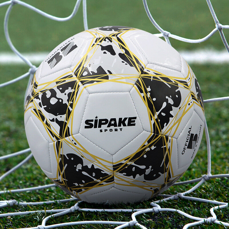 Детский футбольный мяч, полиуретан, ПВХ, цвет пятиконечная звезда, черный, золотой
