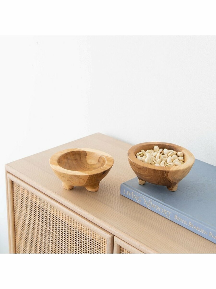 49930 Блюда декоративные из тикового дерева, набор 2 предмета 16x16x7см, Тиковое дерево, Glasar