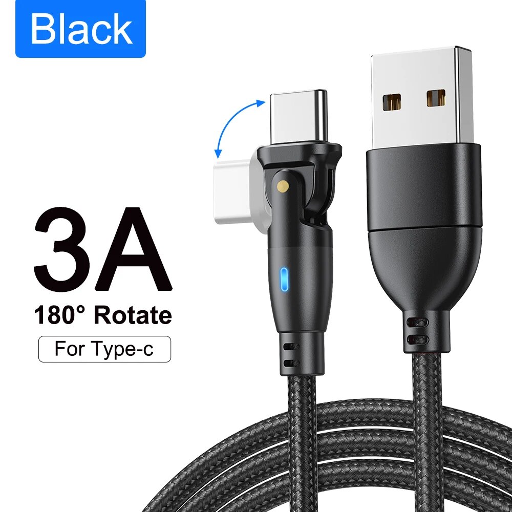 Кабель USB типа C к USB C, 100 Вт, 5 А, PD, зарядное устройство для 0,5 м, 3A Black for Type C