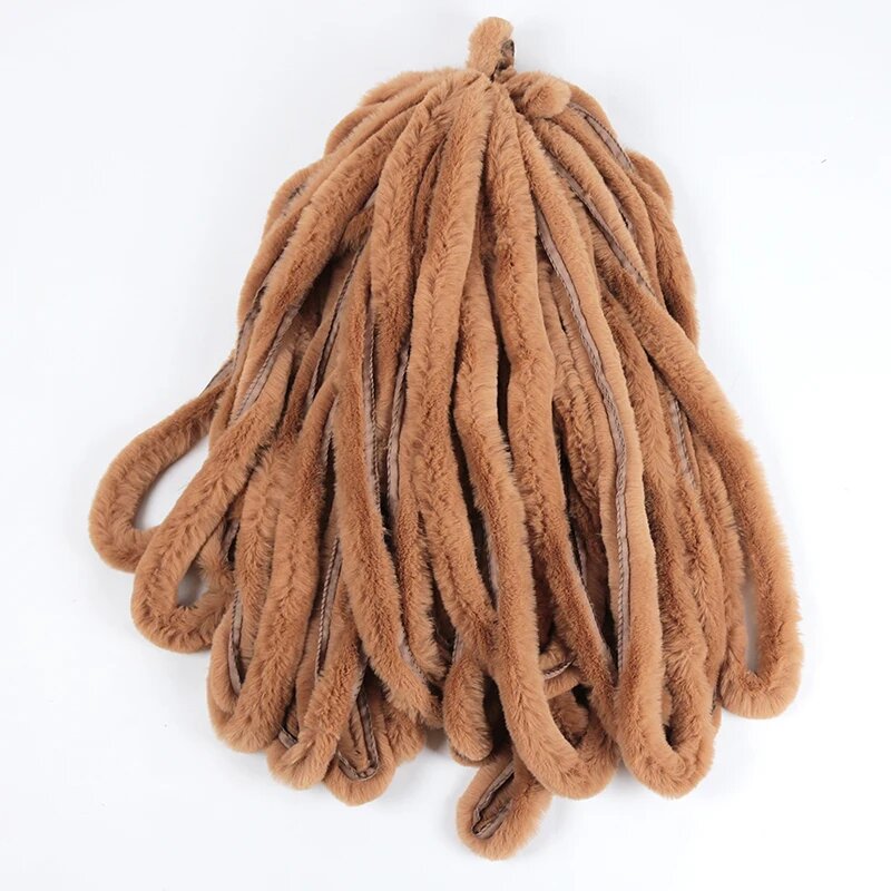 Ленты из искусственного кроличьего меха 1 метр Коричневый, Khaki