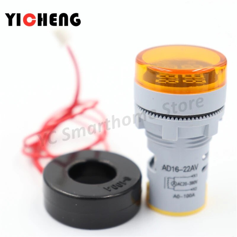 Цифровой индикатор напряжения и тока ZHENGYICHENG AD16-22AV yellow