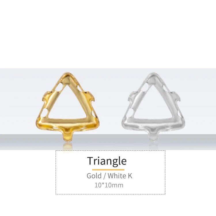 Стразы Triangle 10x10mm, Gold/White K, 10шт