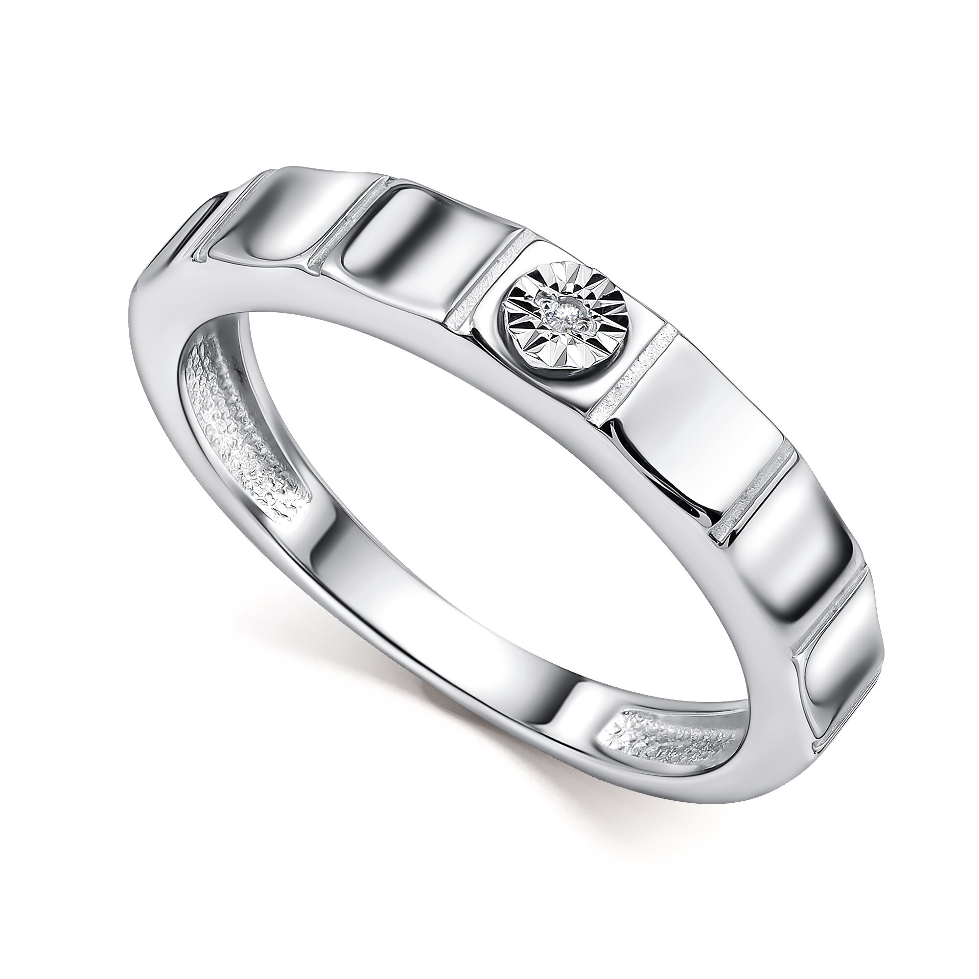 Кольцо, серебро, 925 проба, родирование, бриллиант