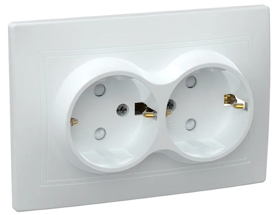 Розетка силовая штепсельная IEK / ИЭК Kvarta РСш12-3-КБ керамика, 16А 250В IP20, белая с заземляющим контактом и шторками, ERK24-K01-16-K / электрооборудование