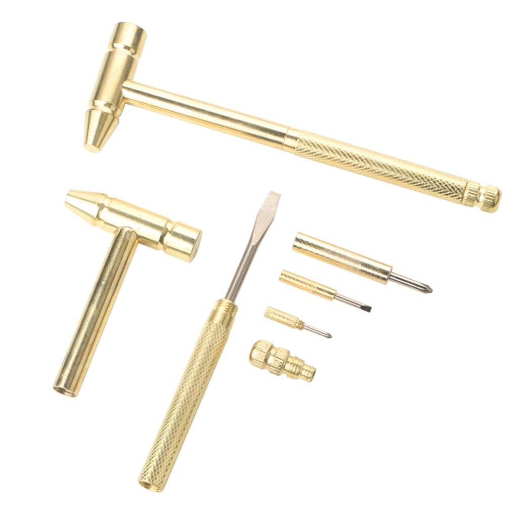 Медный Молоток 6 В 1 Маленький Круглый Молоток Многофункциональный Мини-Молоток-Отвертка с Открывалкой для Бутылок Золотой Прочный