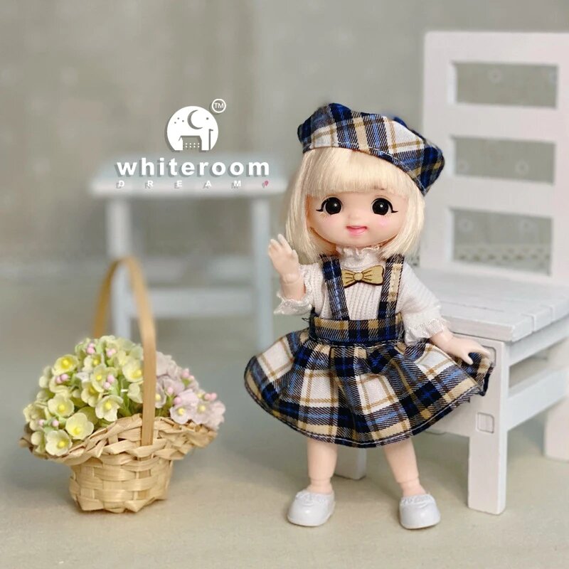 Кукла шарнирная Whiteroom 16 см, бежевый, голубые глаза, Baby0025