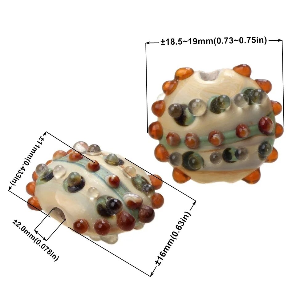 OLINGART Овальные стеклянные бусины лампворк цветные 2/4/6 шт. Oval Style 08