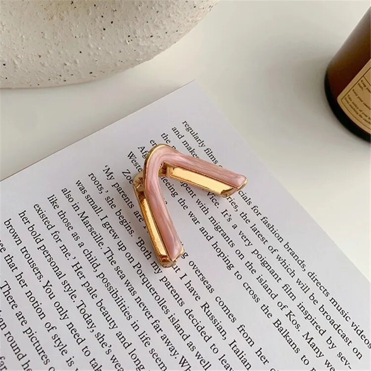 Золотые заколки V-образные, розовый