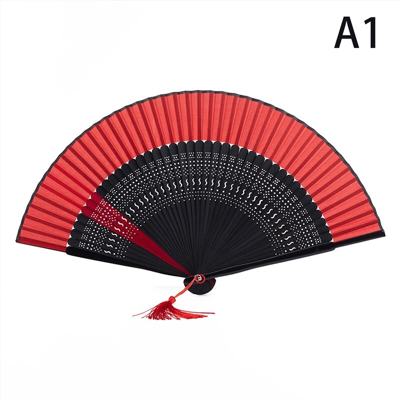 Ручной веер из бумаги и шелка Красный, As pic Shown