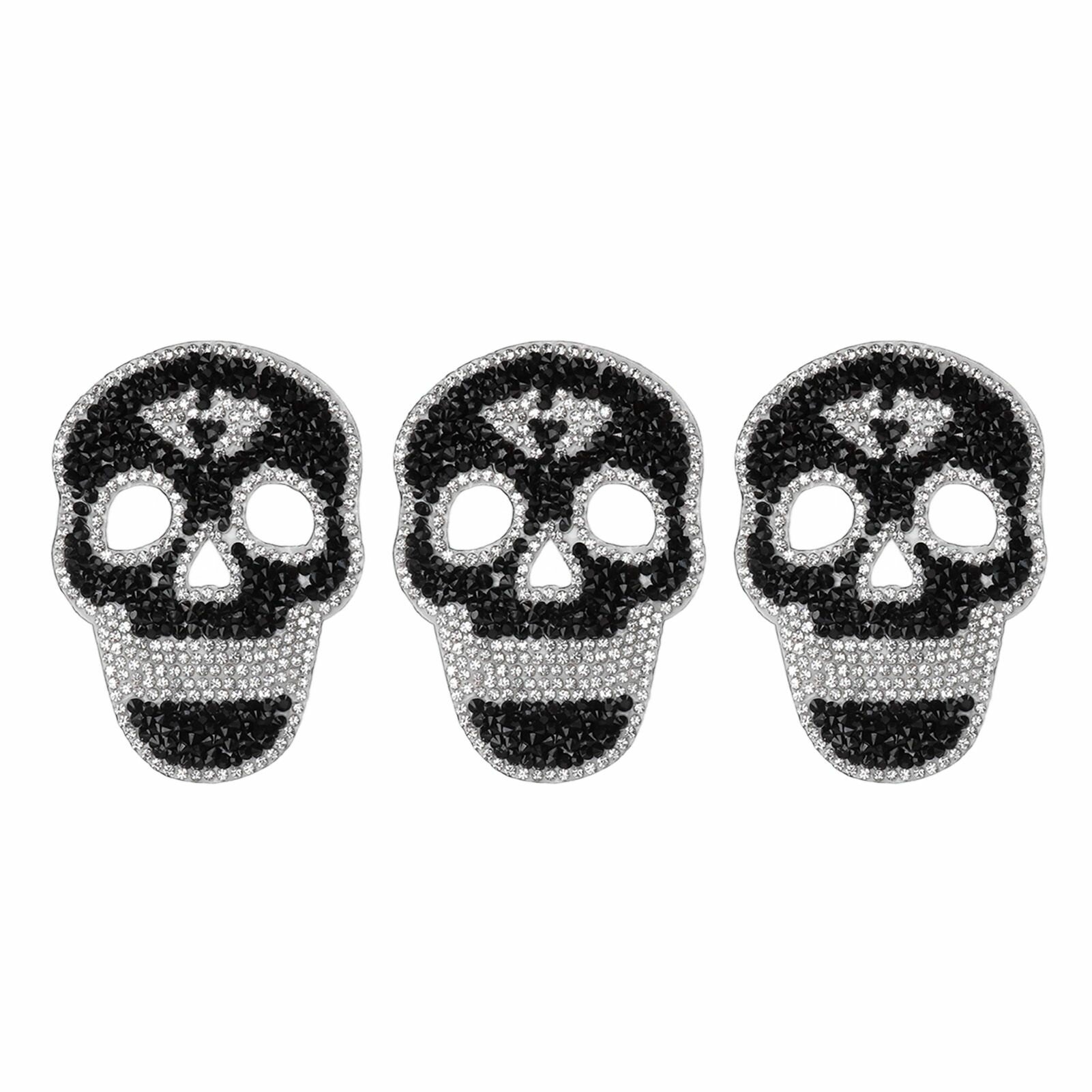 3 шт. железные нашивки с черным черепом, сделай сам, блестящие декоративные стразы, материал для шитья, крутые нашивки для платьев, шапок