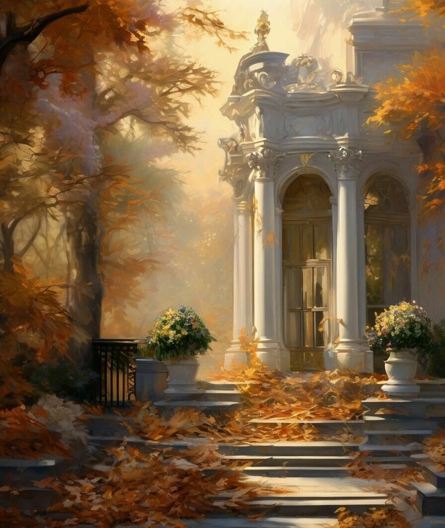 Картина по номерам масляными красками на подрамнике и подложке. Осень.