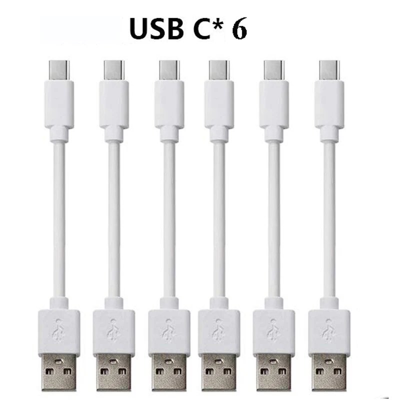6 шт, 25 см, короткий кабель Micro USB, Android Type C, USB, удобный для переноски, практичный зарядный кабель для Power Bank, Samsung, Huawei, Sony LG