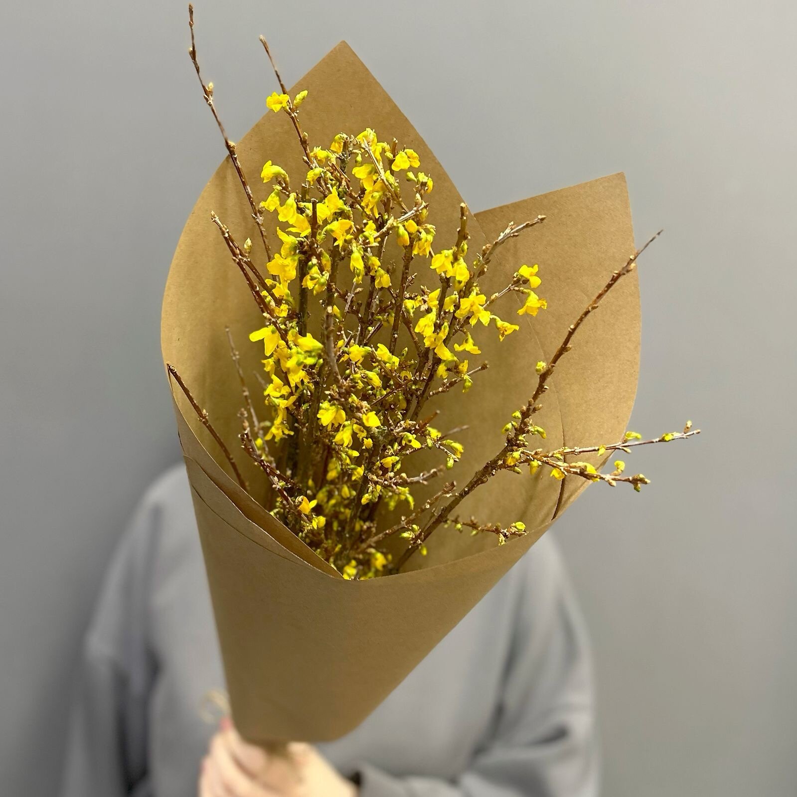 Интерьерный букет из цветущих веток форзиции (9шт)