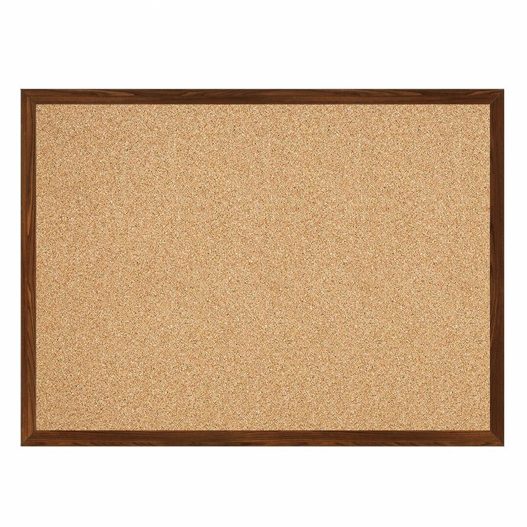 Пробковая доска 50х70 (см.) в деревянной раме, цвета "Дуб" на стену, информационная для заметок