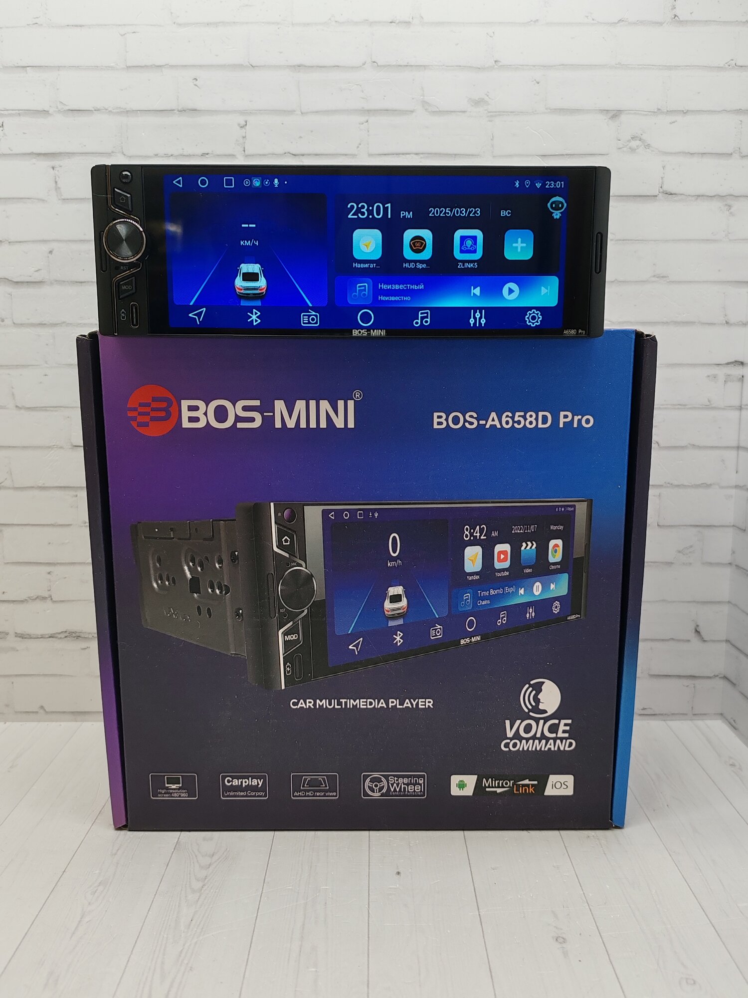 Магнитола BOS-MINI 1 din (дин) андроид, экран 6,9'дюймов, WiFi, GPS, USB, Блютус. Универсальная, для различных авто.