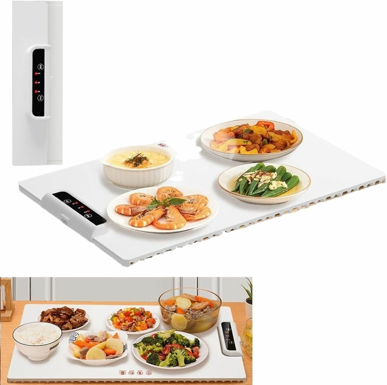 Электрический подогреватель пищи, 4 секции, нанопокрытие, 10 режимов, складной, фиолетовый/оранжевый, желтый