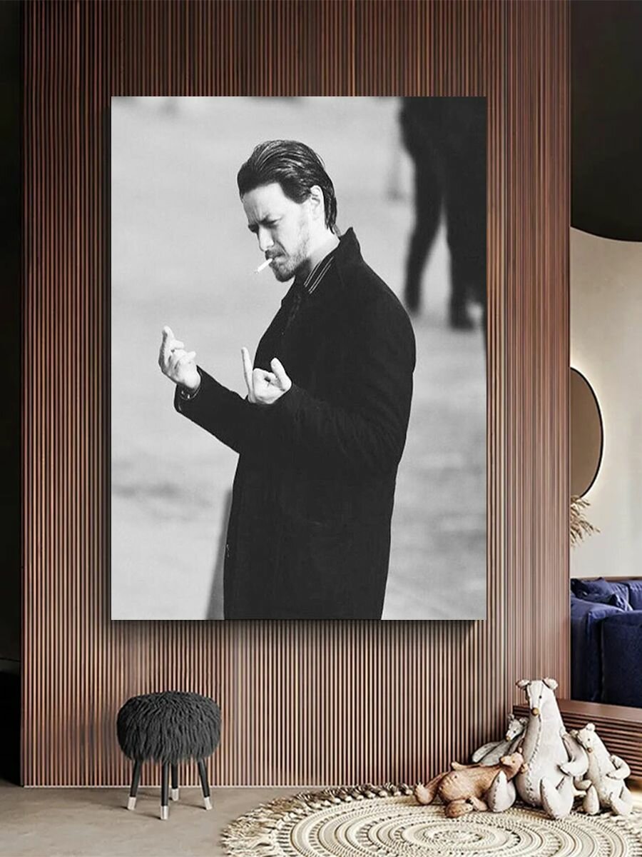 Джеймс макэвой / Картина в интерьер / на стену, Чёрно-белая картина, 60х80 см.