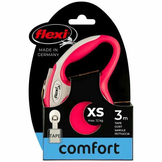 Поводок-рулетка Flexi New Coмfort tape XS, 3 м, 12 кг, красный