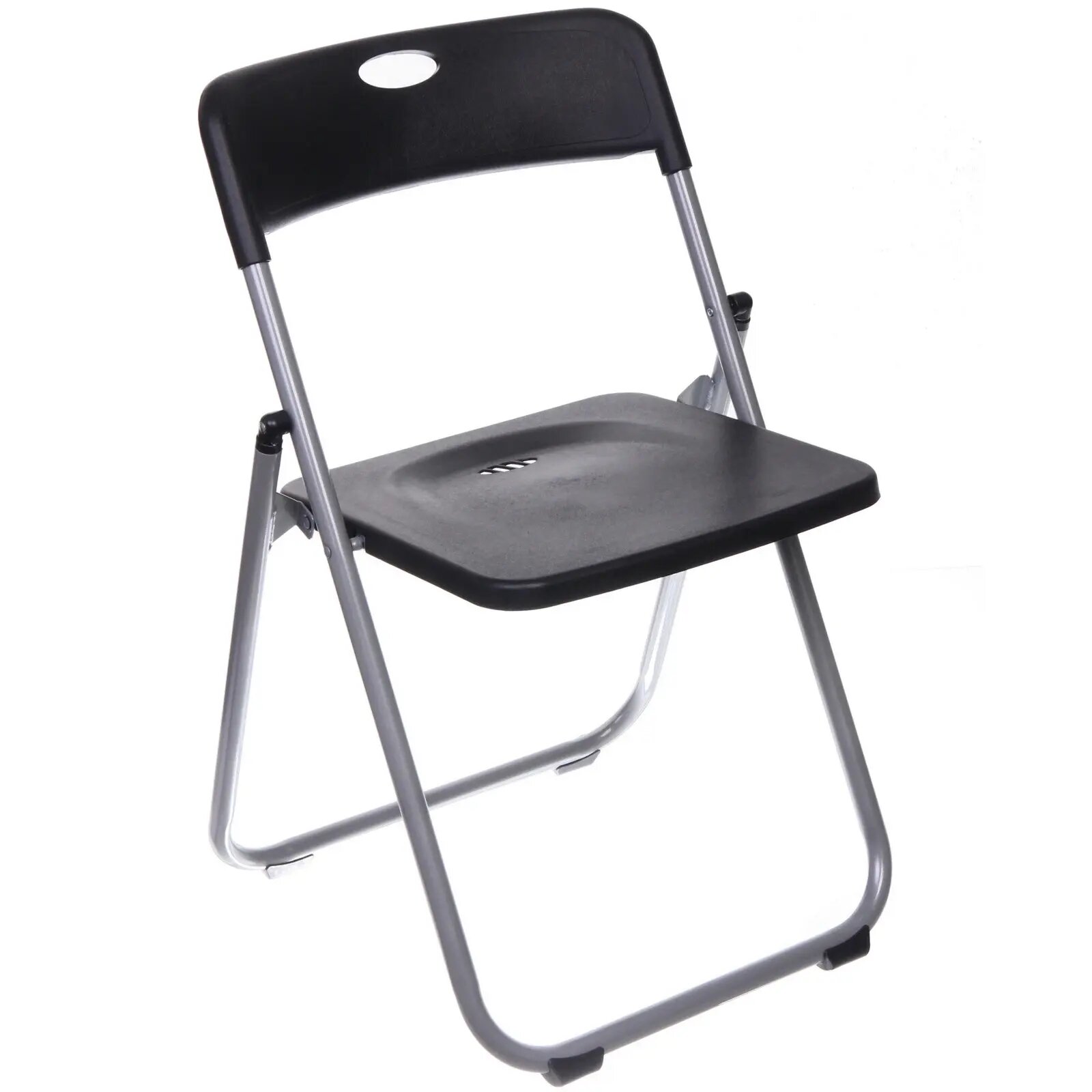 Стул складной SJ-0104, металл/пластик, 44x50x75 см, черный, усиленная спинка, для дома и улицы