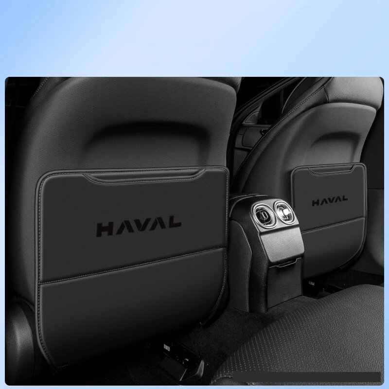 Для Haval F7 II 2024 2025 2-го поколения, кожаный коврик для стайлинга автомобиля, противоударный коврик, противоударные защитные коврики, аксессуары для защиты спинки сиденья Black-2pcs
