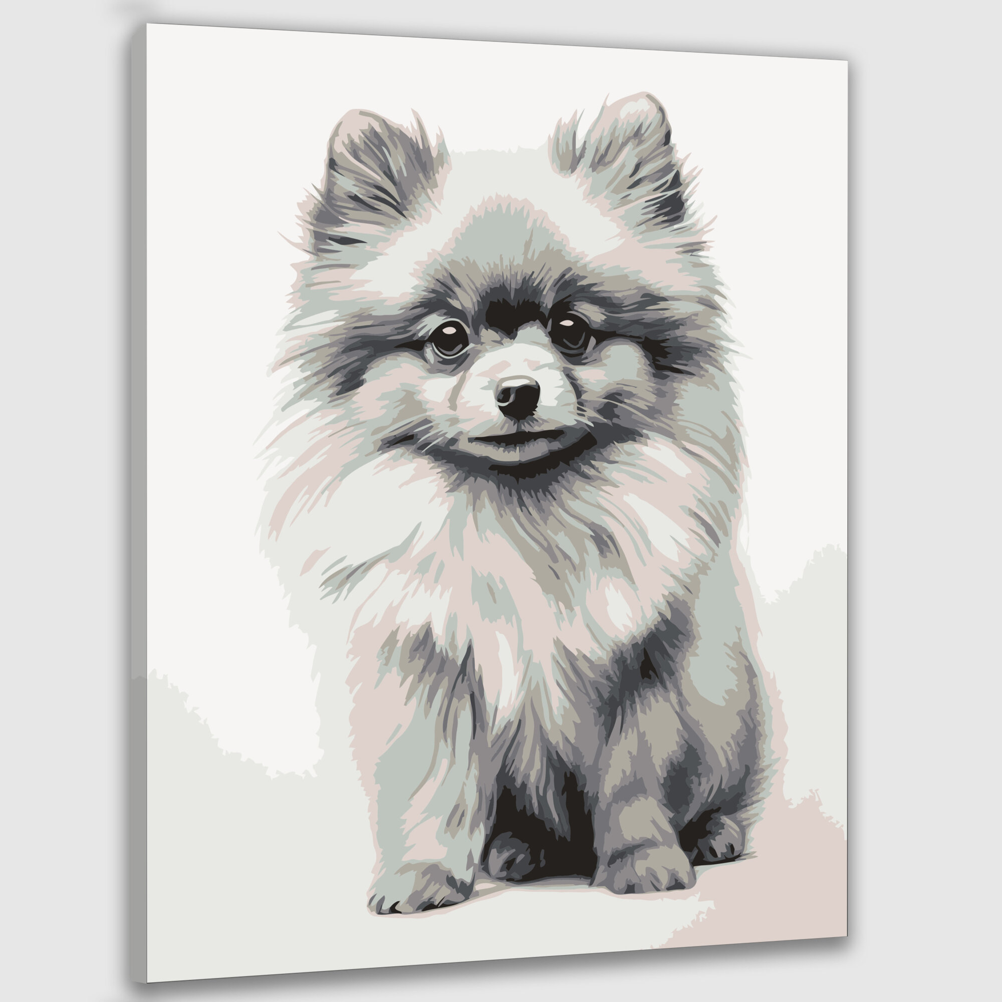 Картина по номерам 40x50 см, картина, набросок, померанский шпиц, уголь, мех, замысловатые детали, растушевка, собака