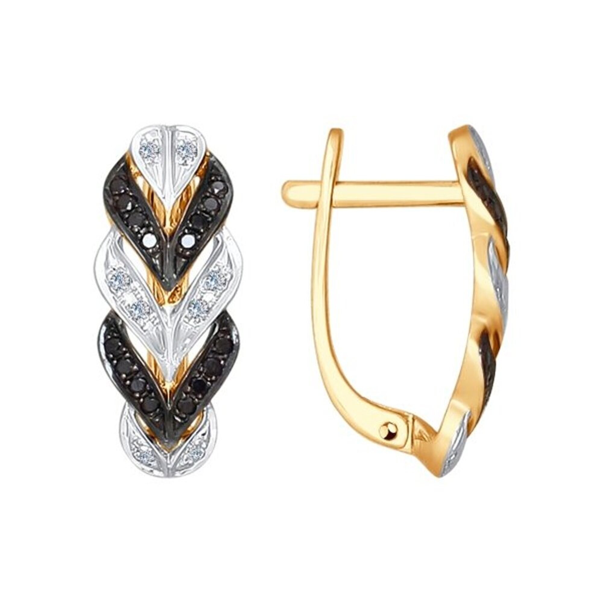 Серьги, красное золото, 585 проба, бриллиант