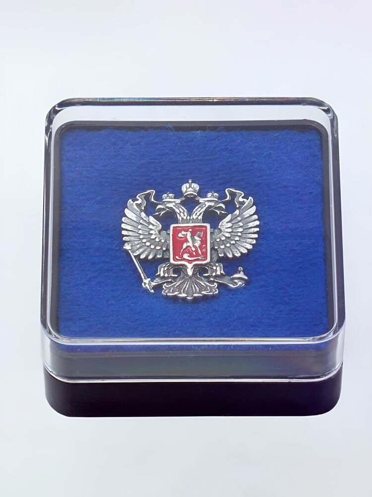 Серебряный значок фрачник на пиджак герб России Б930577*