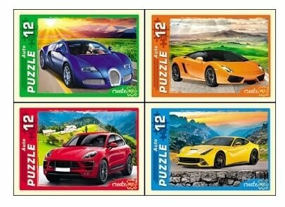 Пазл Рыжий кот Крутые автомобили (П12-1555), 12 дет, 9х9х6.5 см