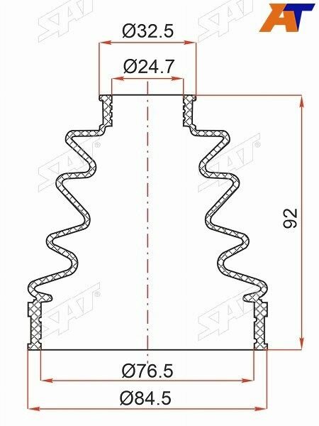 . SAT Пыльник шруса внутренний TOYOTA GAIA 98-02/SSANGYONG ACTYON 06-/REXTON 01-18