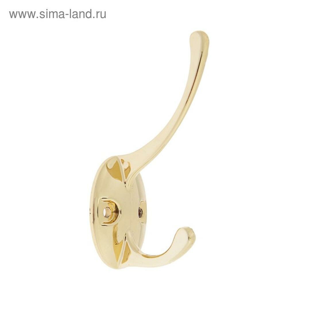 Крючок мебельный тундра TKD002 LIGHT, двухрожковый, золото, 1 шт.