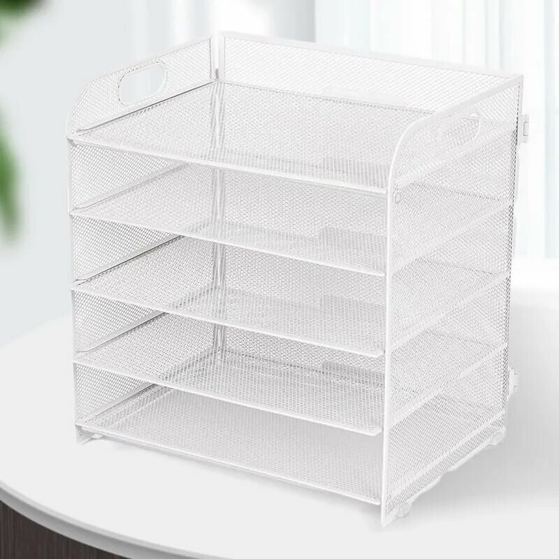 Органайзер для канцелярии 5 уровней горизонтальный, Лоток для бумаг металлический, подставка канцелярская А4