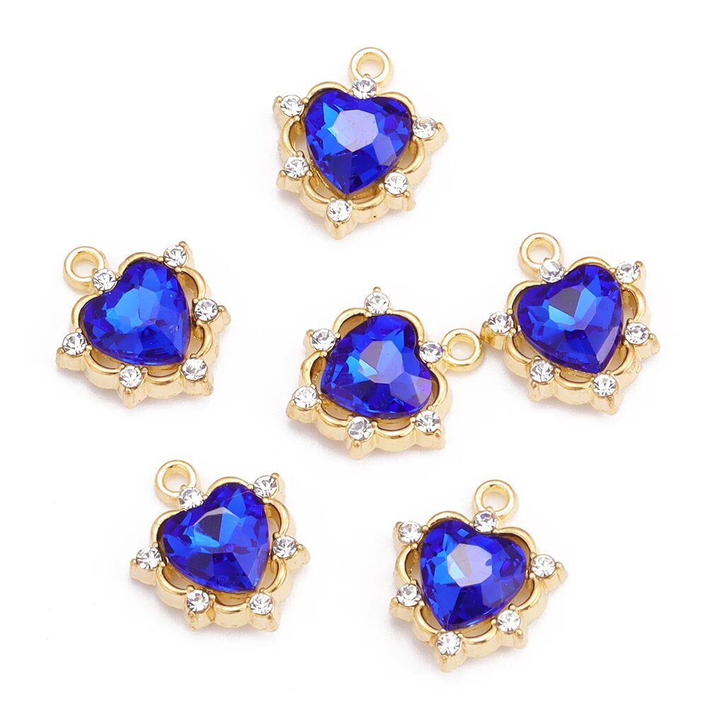 10 шт, Сердца из цинкового сплава с кристаллами Peixin 10Pcs