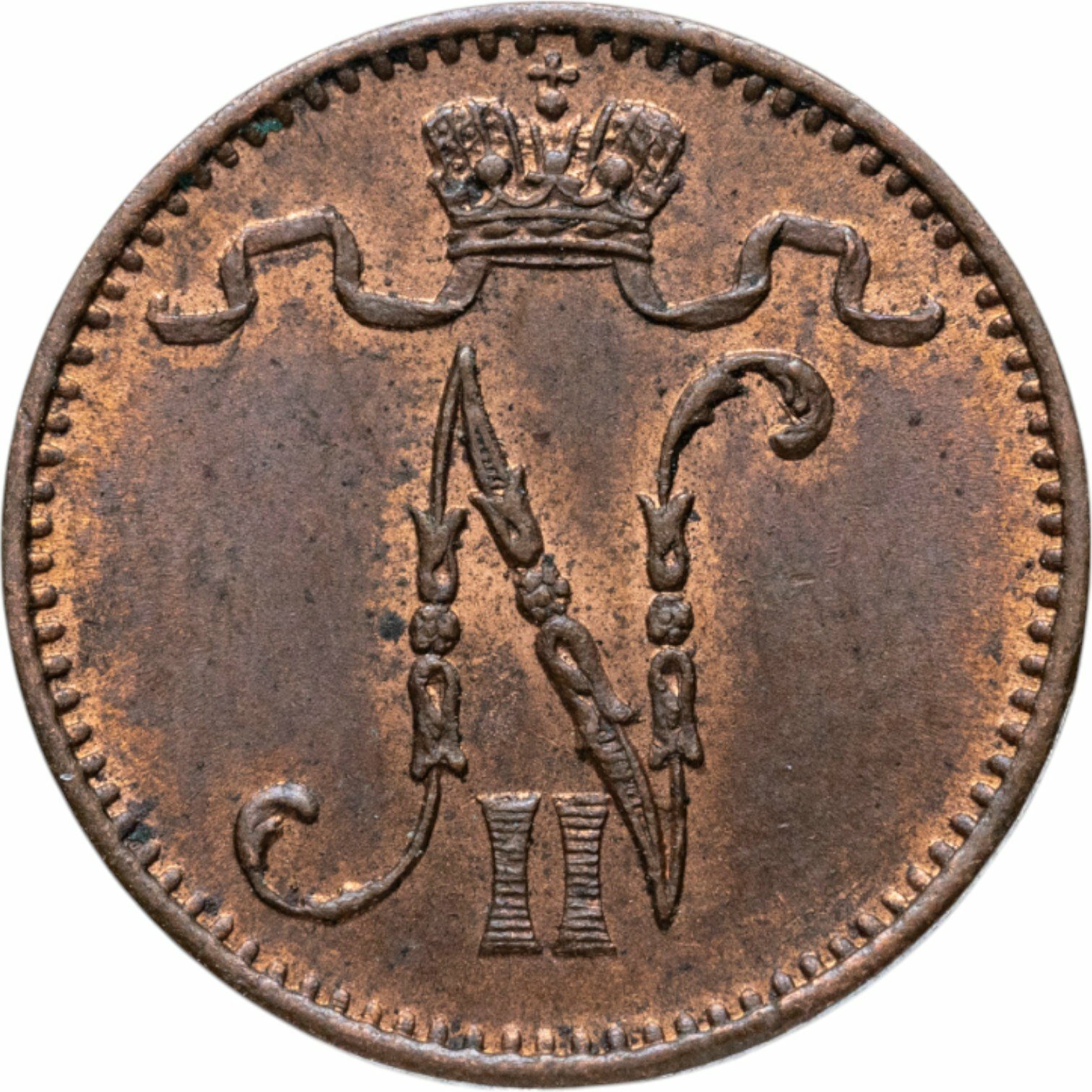 1 пенни penni 1909 Российская Финляндия, Медь, в сохранности UNC