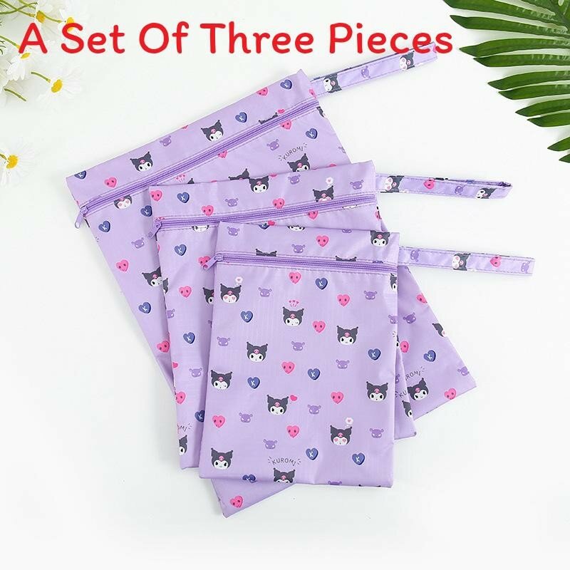 Cute kuromi my melodypattern водостойкий дорожный набор сумок для хранения для детской одежды и полотенец комплект из трех kuromi