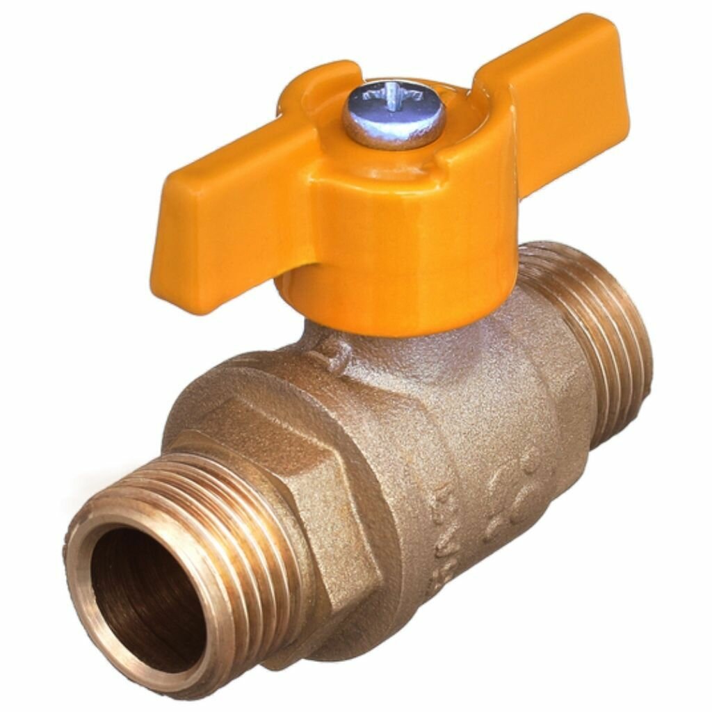 Кран газовый 1/2 дюйма ш-ш ручка-бабочка БАЗ для газопровода, Россия