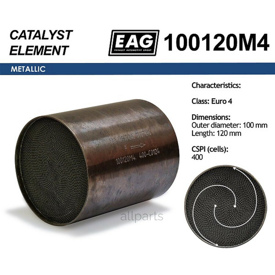 EAG 100120M4 Каталитический блок металл. 100x120 Euro 4 EAG