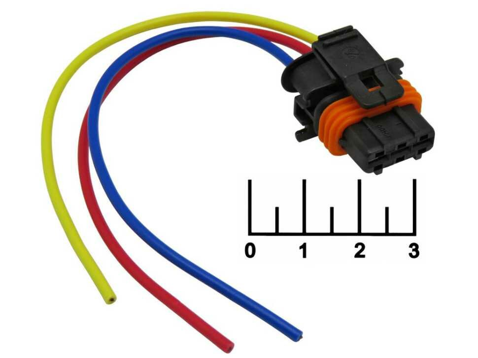 Разъем 3pin гнездо влагозащищенный на проводе 15см (12-0050) (AX319)