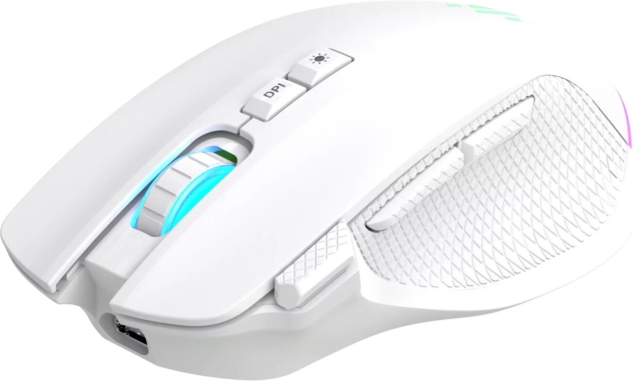 Мышь DEFENDER игровая бесп,+ Bluetooth 2,4G Immortal GM-421 Белый,8D,10000dpi,3в1,400mAh, RGB (52422)