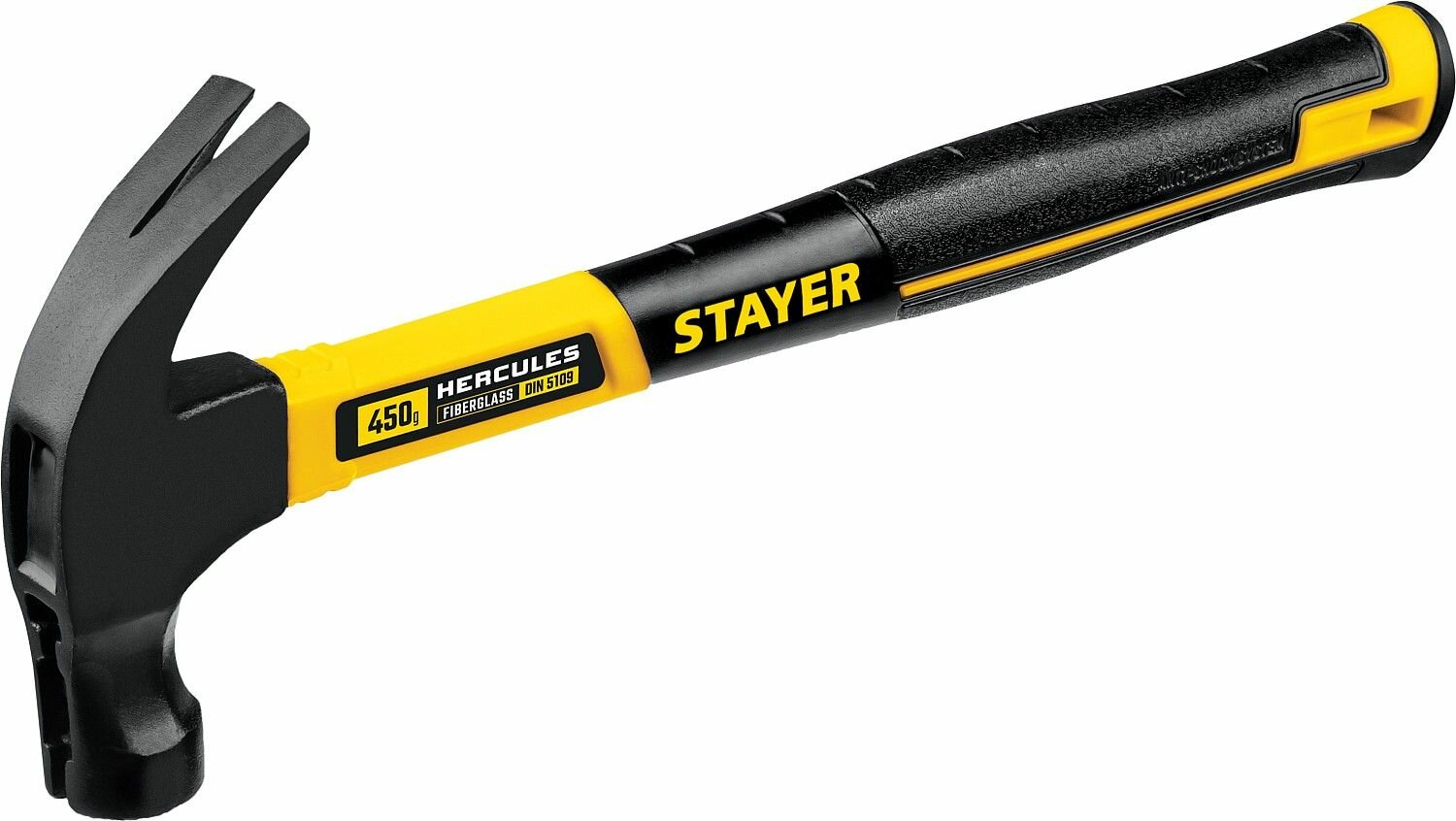 Молоток-гвоздодёр STAYER Hercules-M, 450 г, фиберглассовая рукоятка, профессиональный столярный инструмент 2027-450_z01