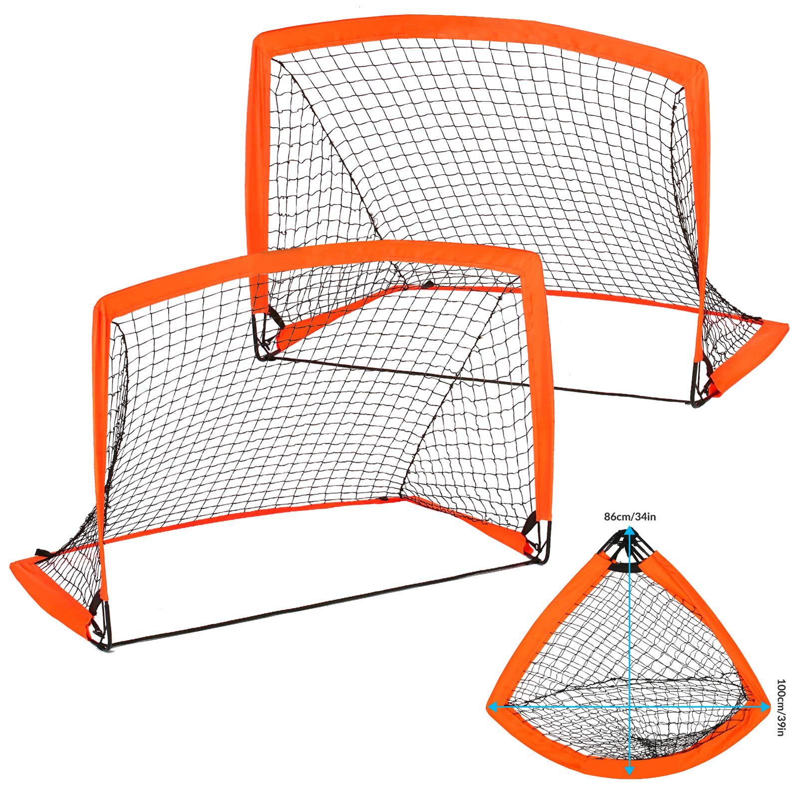 Голки для футбола, набор из 2 штук - размер 3.6'x2.7', портативные складные быстрые сборки для тренировок в дворе, для детей и подростков, с сумкой для переноски, 120x90x90cm, 8 металлических колышков, материал полиэстер + стекловолокно, вес 2.25 кг,